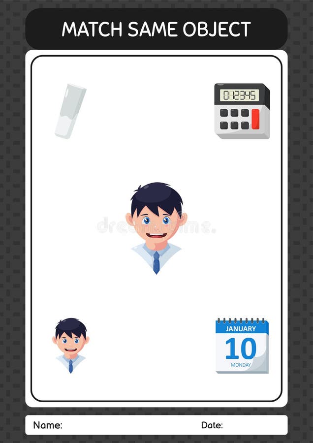 Match with Same Object Game Boy. Worksheet for Preschool Kids, Kids ...