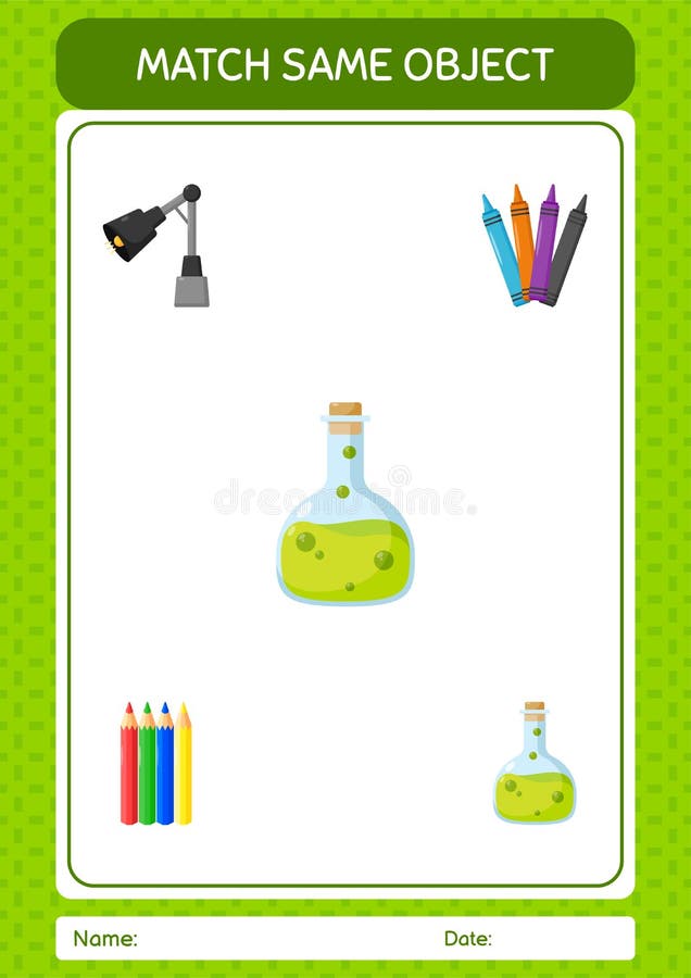 Match with Same Object Game Chemical Bottle. Worksheet for Preschool ...