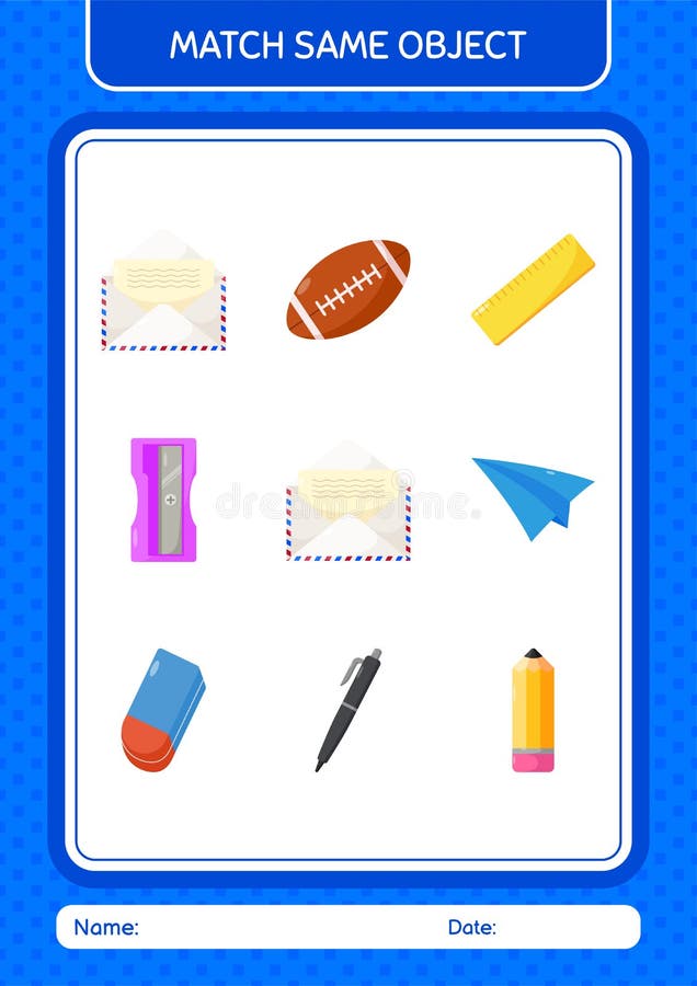 Match with Same Object Game Paper Mail. Worksheet for Preschool Kids ...