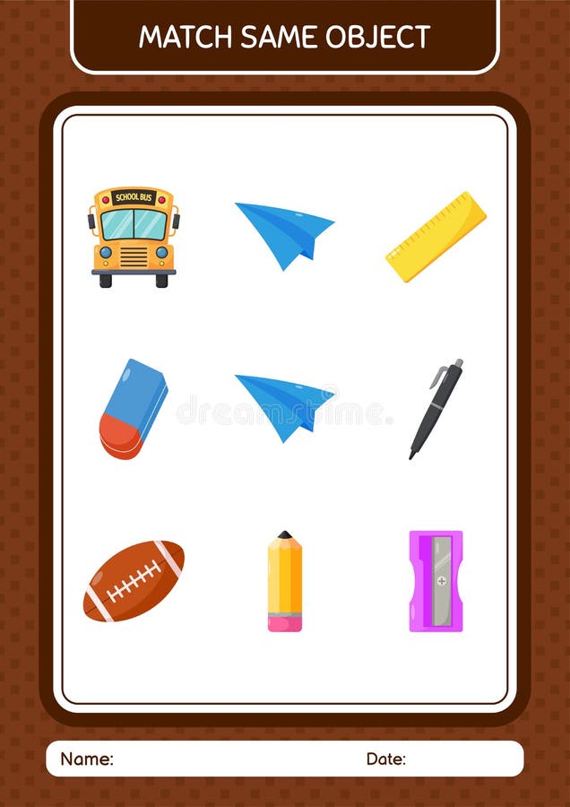 Match with Same Object Game Paper Plane. Worksheet for Preschool Kids ...