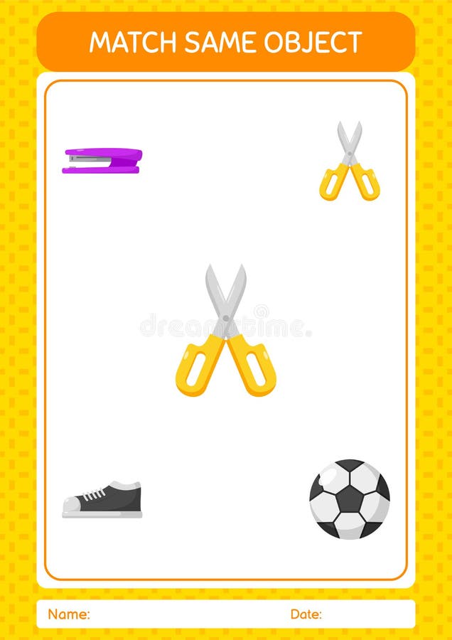 Match with Same Object Game Scissors. Worksheet for Preschool Kids ...
