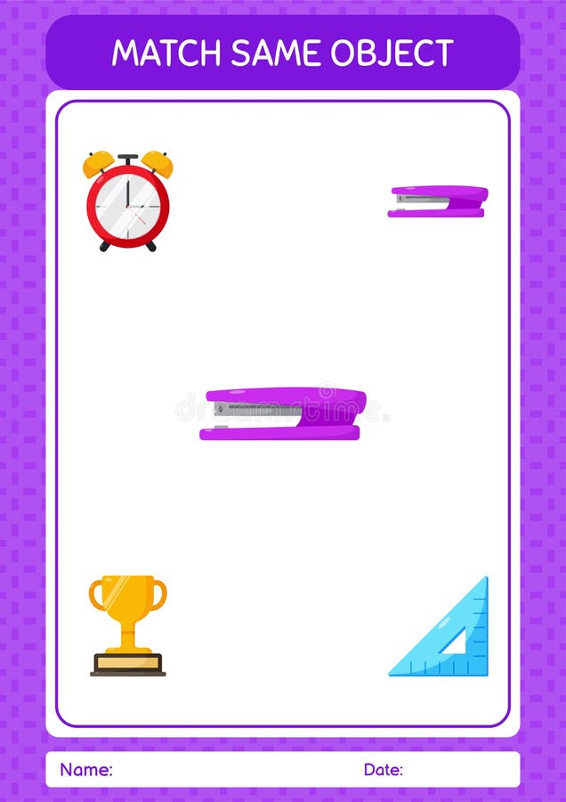 Match with Same Object Game Stapler. Worksheet for Preschool Kids, Kids ...