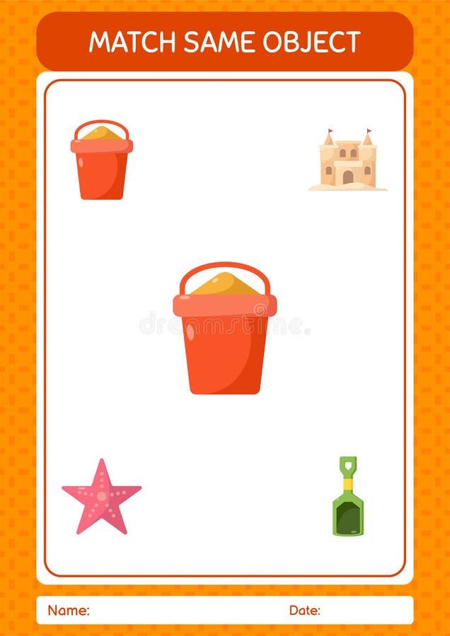 Match with Same Object Game Summer Icon. Worksheet for Preschool Kids ...