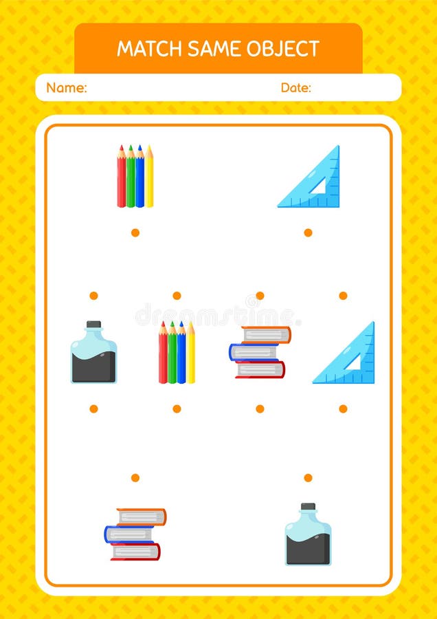 Match with Same Object Game Summer Icon. Worksheet for Preschool Kids ...