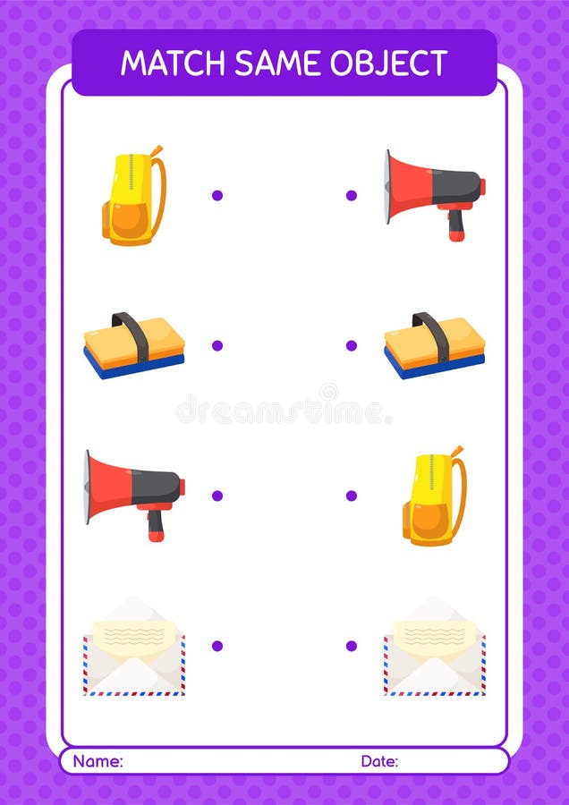 Match with Same Object Game Summer Icon. Worksheet for Preschool Kids ...