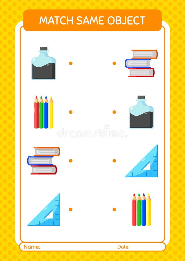 Match with Same Object Game Summer Icon. Worksheet for Preschool Kids ...