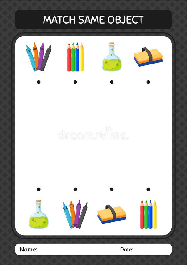 Match with Same Object Game Summer Icon. Worksheet for Preschool Kids ...