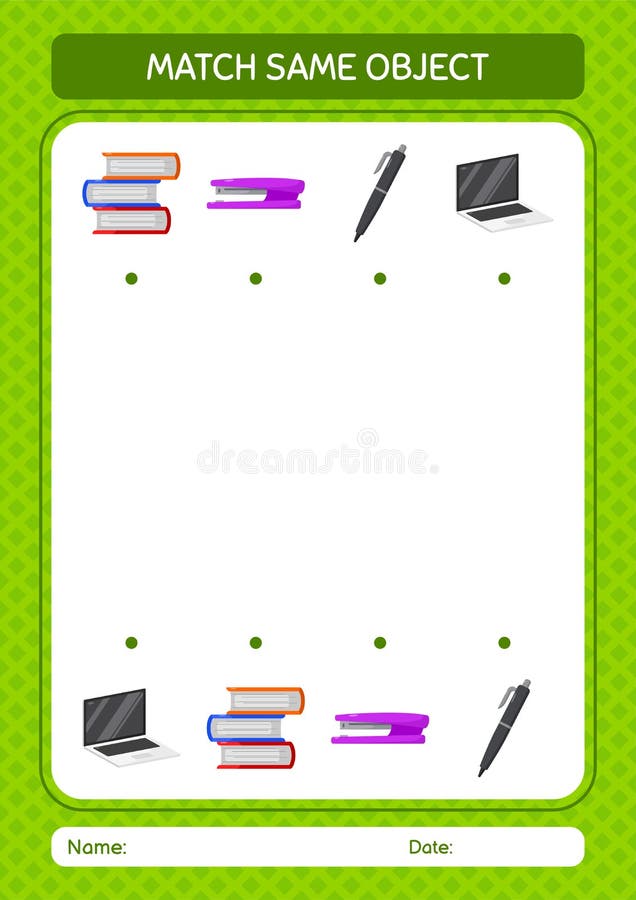 Match with Same Object Game Summer Icon. Worksheet for Preschool Kids ...