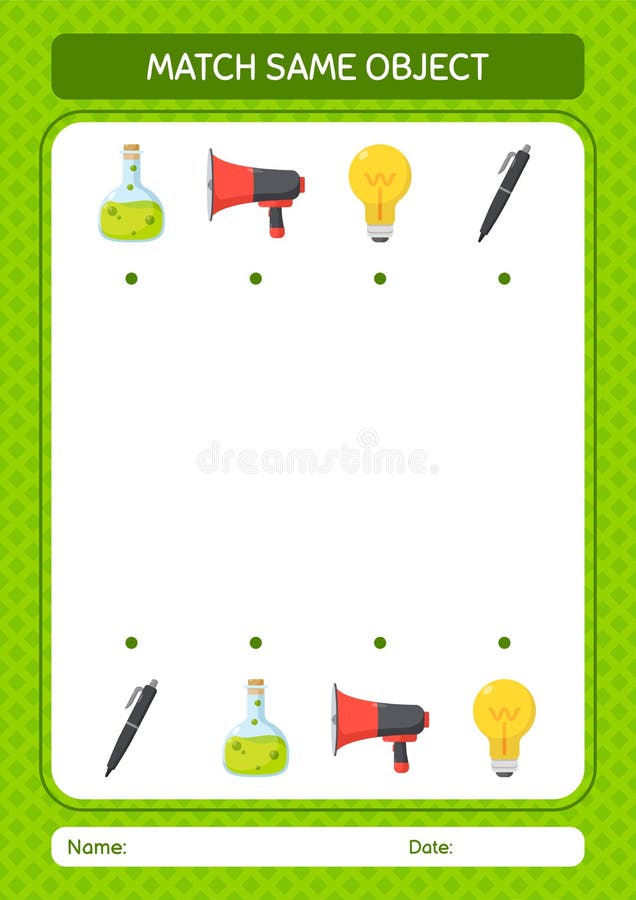 Match with Same Object Game Summer Icon. Worksheet for Preschool Kids ...