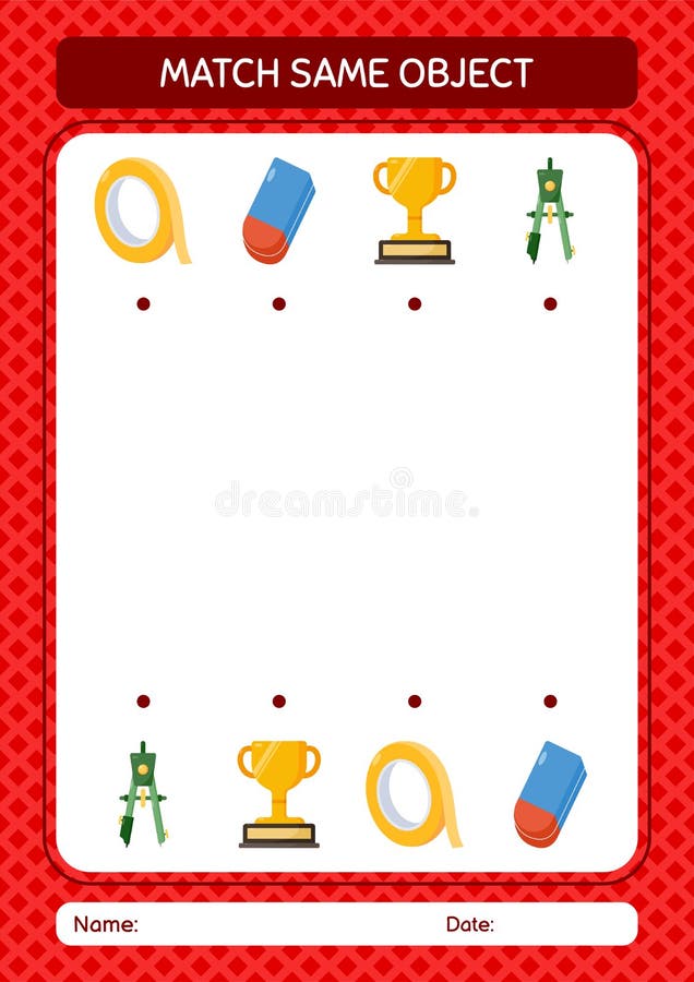 Match with Same Object Game Summer Icon. Worksheet for Preschool Kids ...