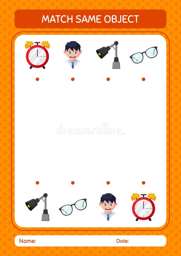 Match with Same Object Game Summer Icon. Worksheet for Preschool Kids ...