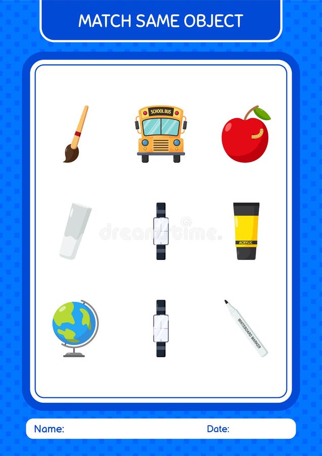 Match with Same Object Game Watch. Worksheet for Preschool Kids, Kids ...