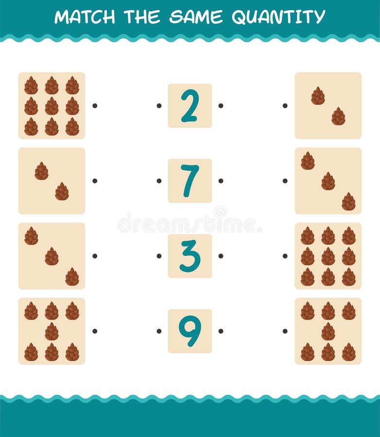 Match the Same Quantity of Pine Cone. Counting Game Stock Vector ...