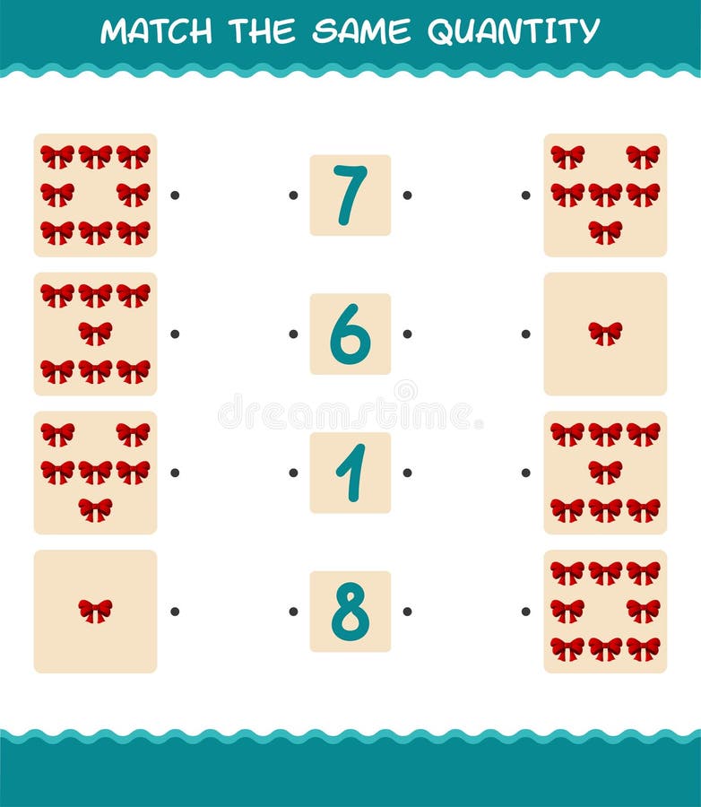 Match the Same Quantity of Ribbon. Counting Game Stock Vector ...