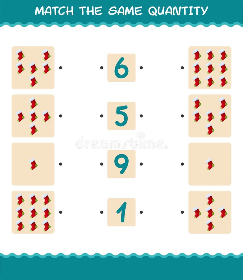 Match the Same Quantity of Sock. Counting Game Stock Vector ...