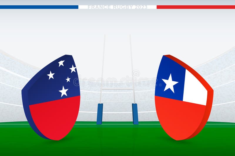 Match between Samoa and Chile, Illustration of Rugby Flag Icon on Rugby ...