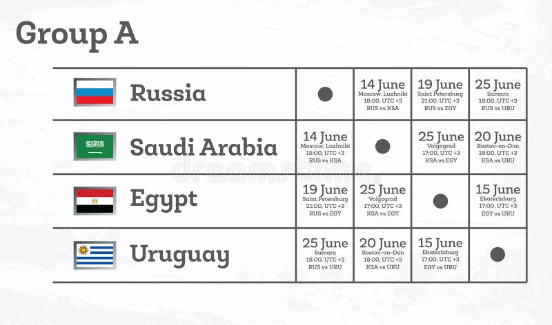 Match Schedule Group a. stock vector. Illustration of flag - 113318490