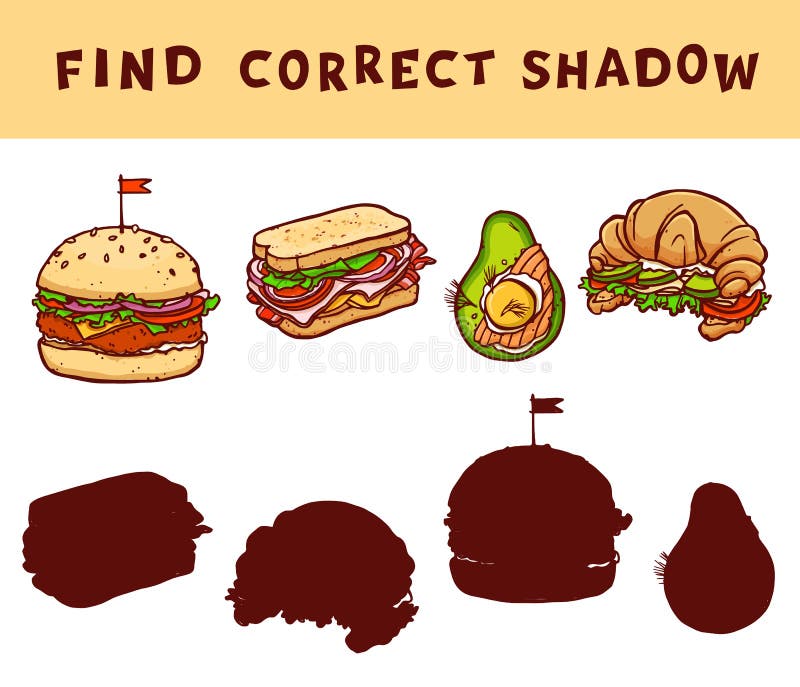 Match the Shadow Educational Game for Kids. Vector Learning Activity ...
