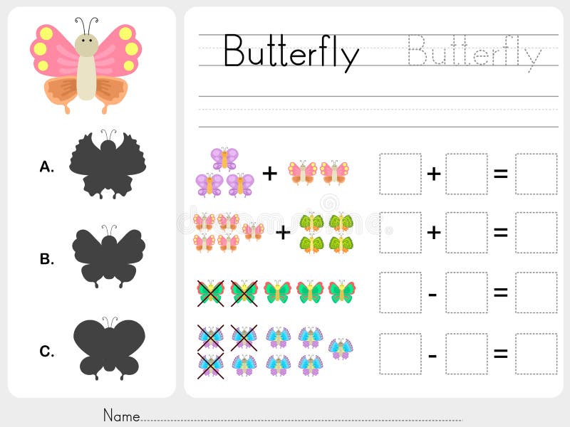 Match Number Shadow 4 Sheet - Worksheet for Education Stock Vector ...