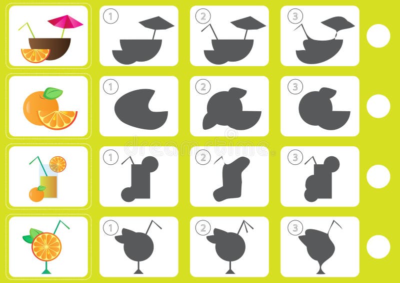 Match Shadow - Worksheet for Education Stock Vector - Illustration of ...