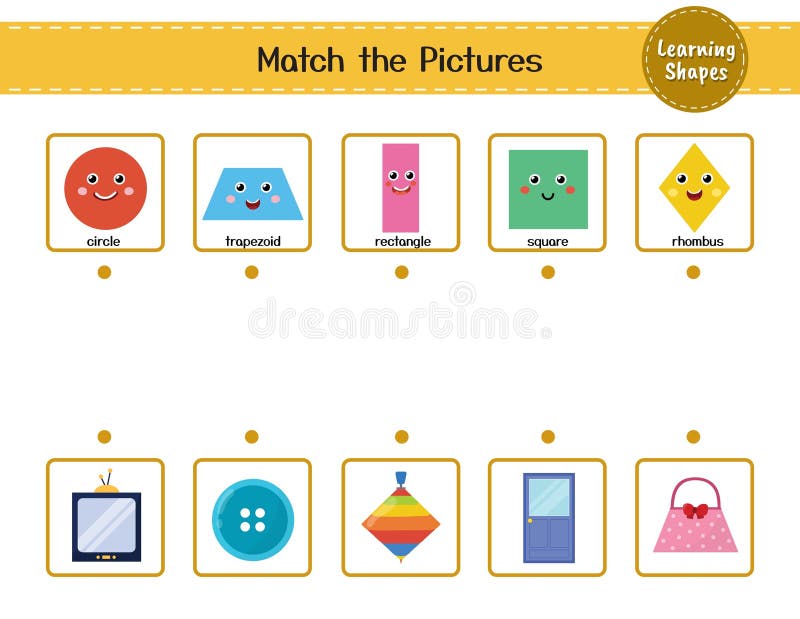 Match the Shapes with Objects. Puzzle Activity Page for Kids Stock ...