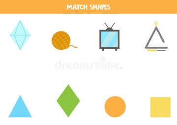 Match Shapes and Pictures. Worksheet for Kids. Stock Vector ...