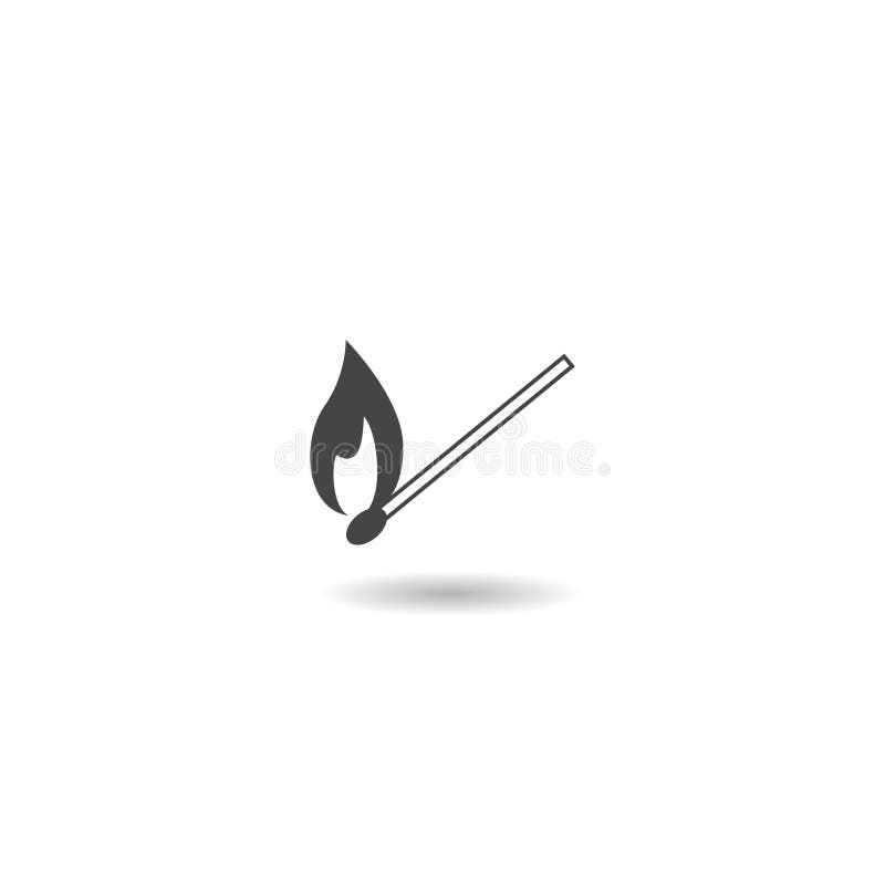 Match Stick Burns Icon with Shadow Stock Vector - Illustration of match ...
