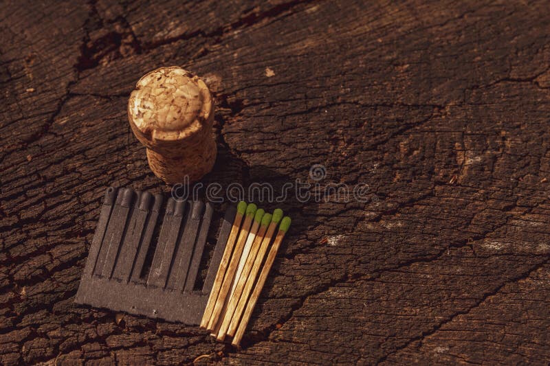 Match Sticks and a Cork Plug on a Tree Stock Photo - Image of ignite ...