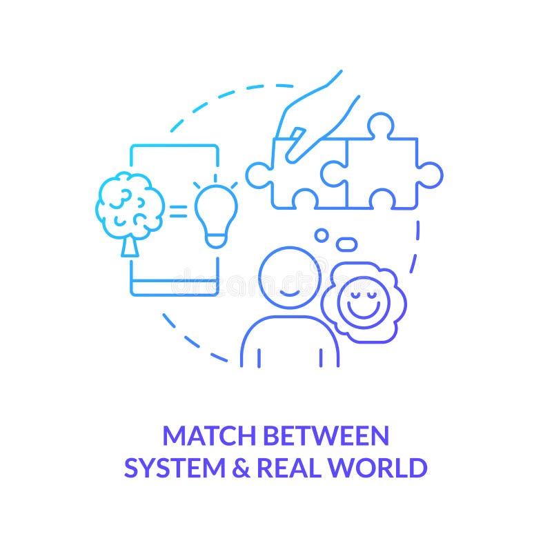 Match between System and Real World Blue Gradient Concept Icon Stock ...