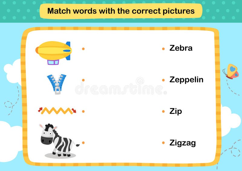 Match Words with the Correct Pictures Stock Vector - Illustration of ...