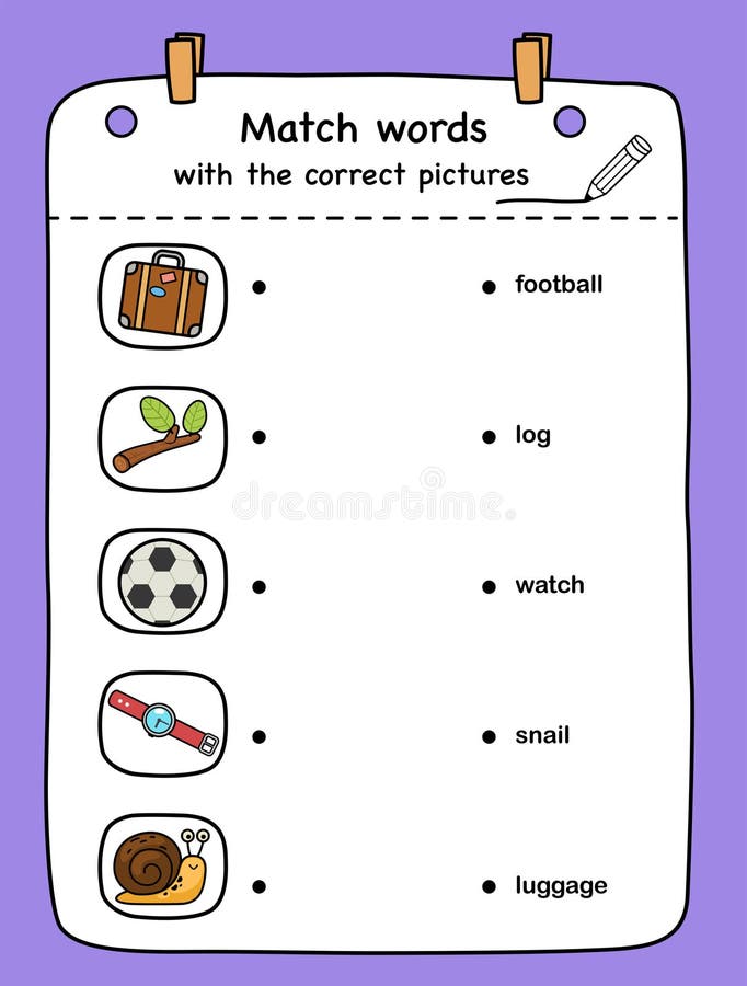 Match Words with the Correct Pictures Illustration Stock Vector ...