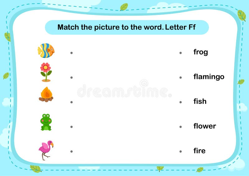 Match Words with the Correct Pictures Letter F Stock Vector ...