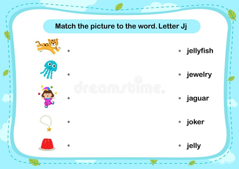 Match Words with the Correct Pictures Letter J Stock Vector ...