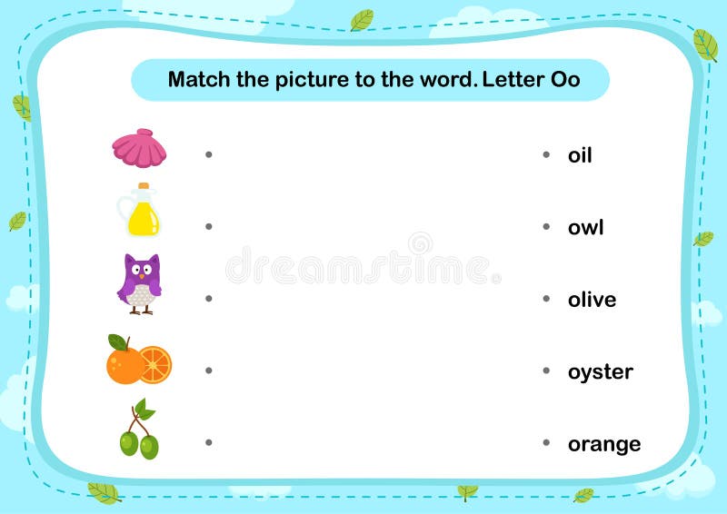 Match Words with the Correct Pictures Letter O Stock Vector ...