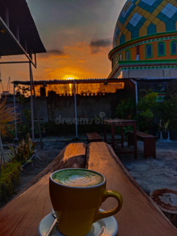 Matcha and Beautiful Sunset Stock Photo - Image of matcha, beautiful ...