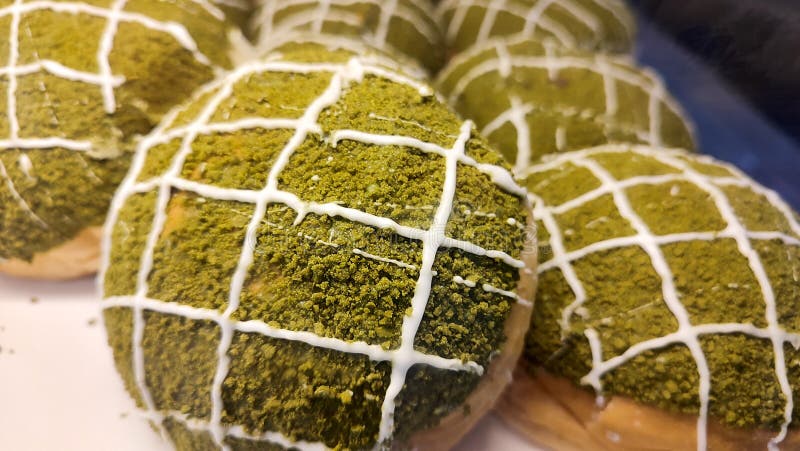Matcha Bread, Selective Focus Japanese Green Tea Melon Bread, Stock ...