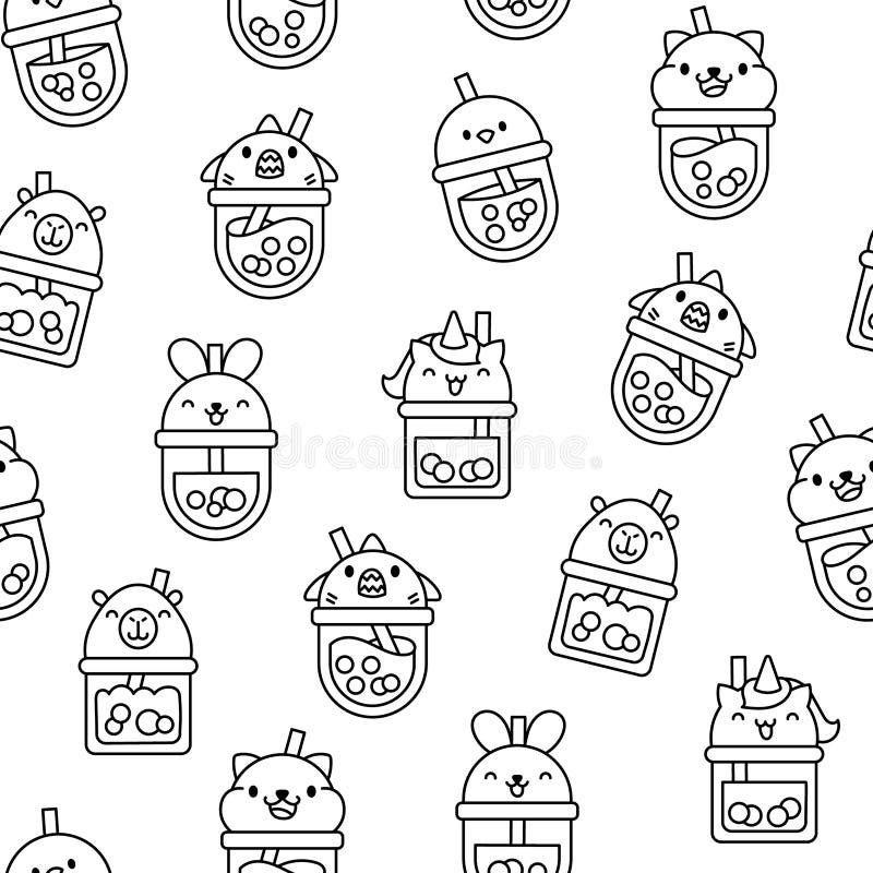 Matcha Bubble Tea. Coloring Page Stock Illustration - Illustration of ...