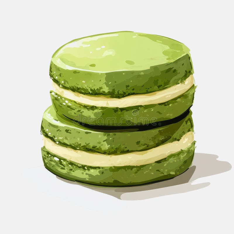 Matcha Cake Macarons on White Background Stock Image - Image of food ...