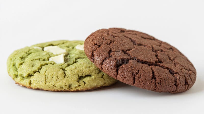 Matcha and Chocolate Cookies on White Background Stock Illustration ...