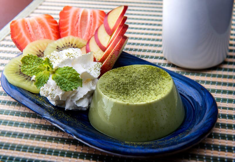 Matcha Custard Pudding Serve Stock Photo - Image of green, gourmet ...