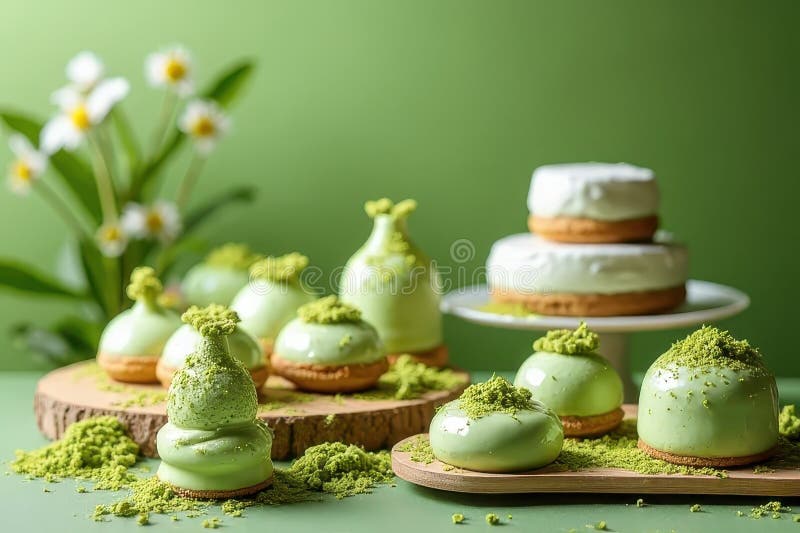 Matcha Dessert Display stock illustration. Illustration of arrange ...