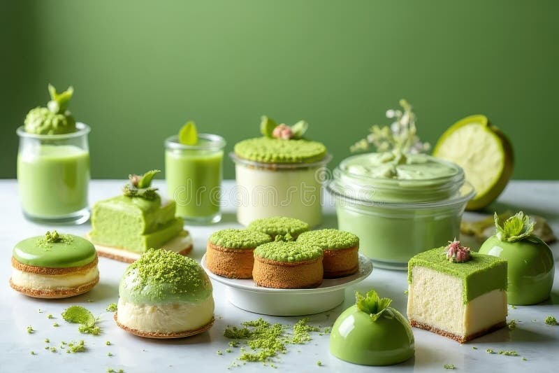 Unique Title - Matcha Dessert Showcase Stock Illustration ...