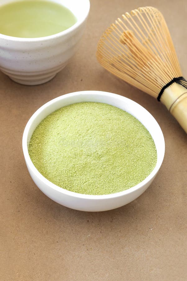 Matcha Fine Powdered Green Tea on Paper Texture with Warm Fall Colors ...
