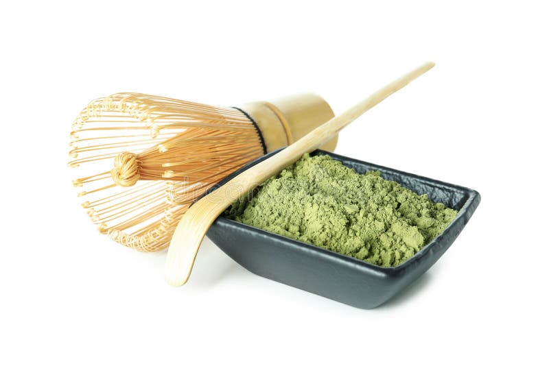 Matcha Green Powder Isolated on White Background Stock Image - Image of ...