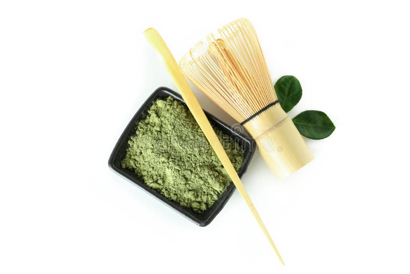 Matcha Green Powder Isolated on White Background Stock Image - Image of ...