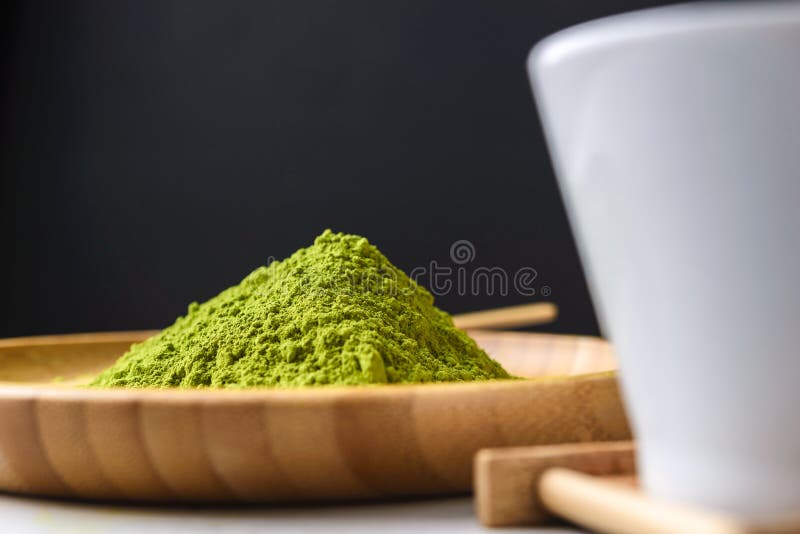 Matcha Green Chocolate and Powder Matcha Tea,hard Shadow Stock Photo ...