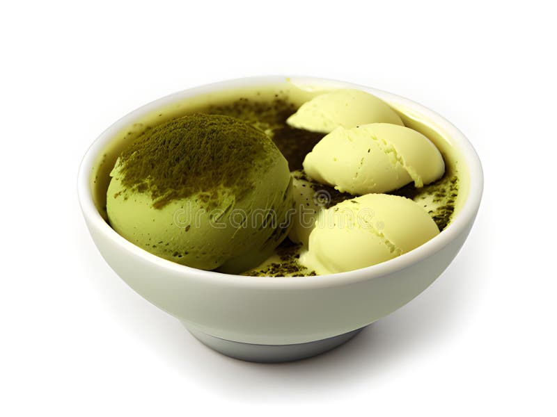Matcha Green Tea Ball in White Plate, Ai Generated Stock Illustration ...