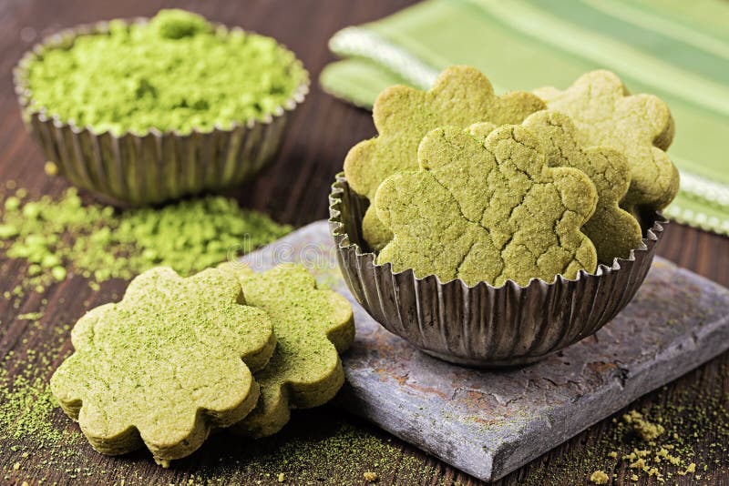 Matcha green tea cookies stock image. Image of rope, table - 71081821