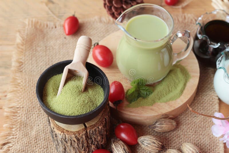 Matcha Green Tea and Green Tea Powder. Stock Image - Image of chinese ...