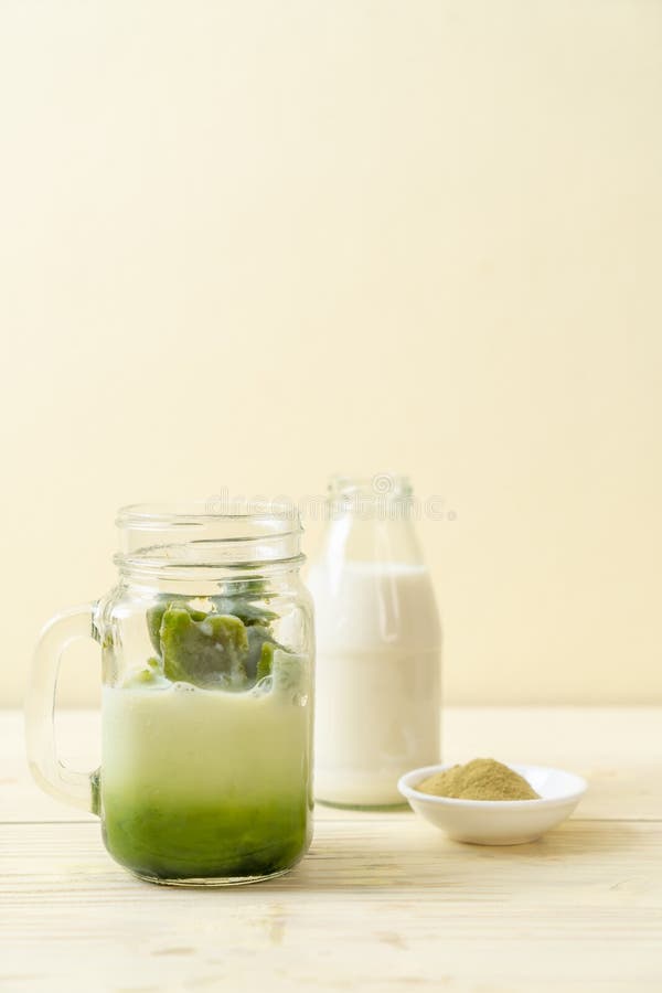 Matcha Green Tea Ice Cube with Milk Stock Image - Image of freshness ...